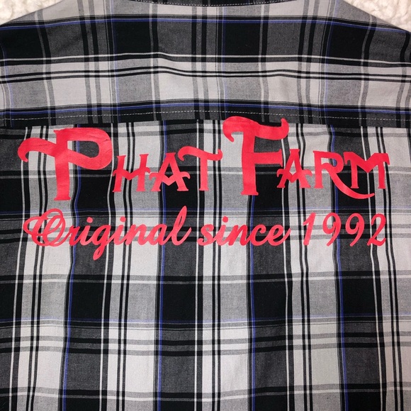 Phat Farm | Shirts | Phat Farm Men Plaid Button Up Logo Patches Shirt ...